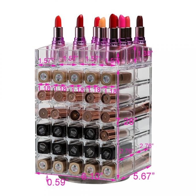 Rotating Acrylic Lipstick Holder Spinning Lipstick Tower 3mm Thickness