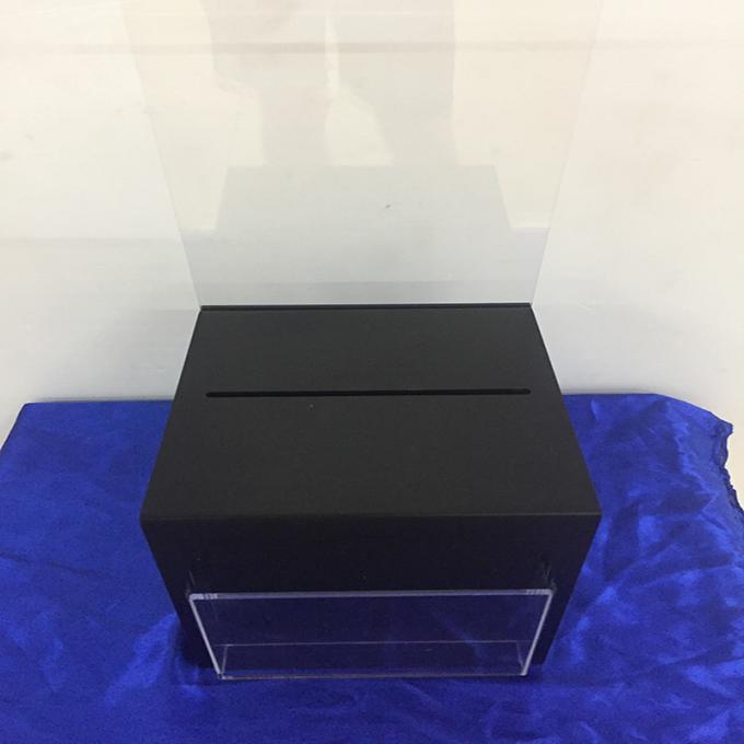 Frosty Black Lockable Acrylic Display Box / Perspex Donation Box With ...